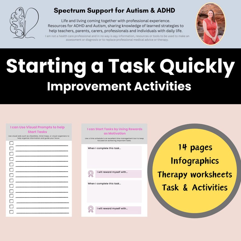 Executive Functioning Activities Task Initiation Therapy Worksheets ...
