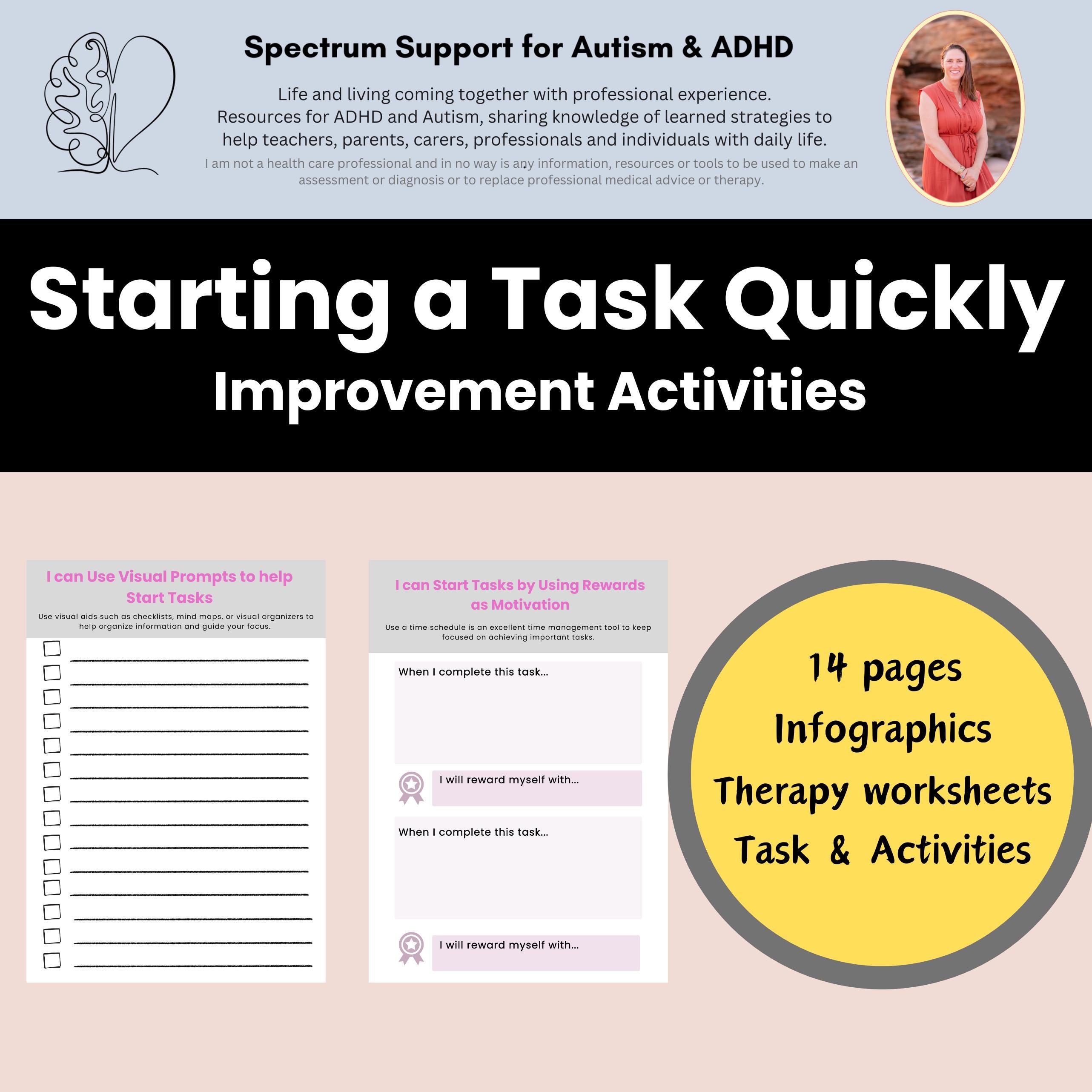 Executive Functioning Activities Task Initiation Therapy Worksheets ...