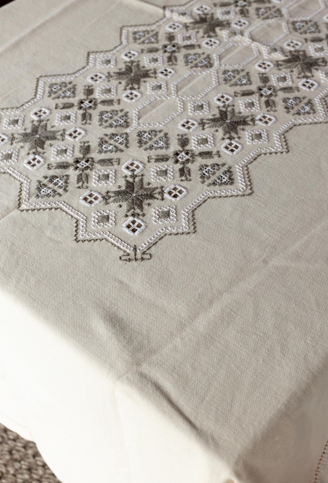 Hand Embroidered Norwegian Vintage Hardanger Tablecloth. Hardanger ...