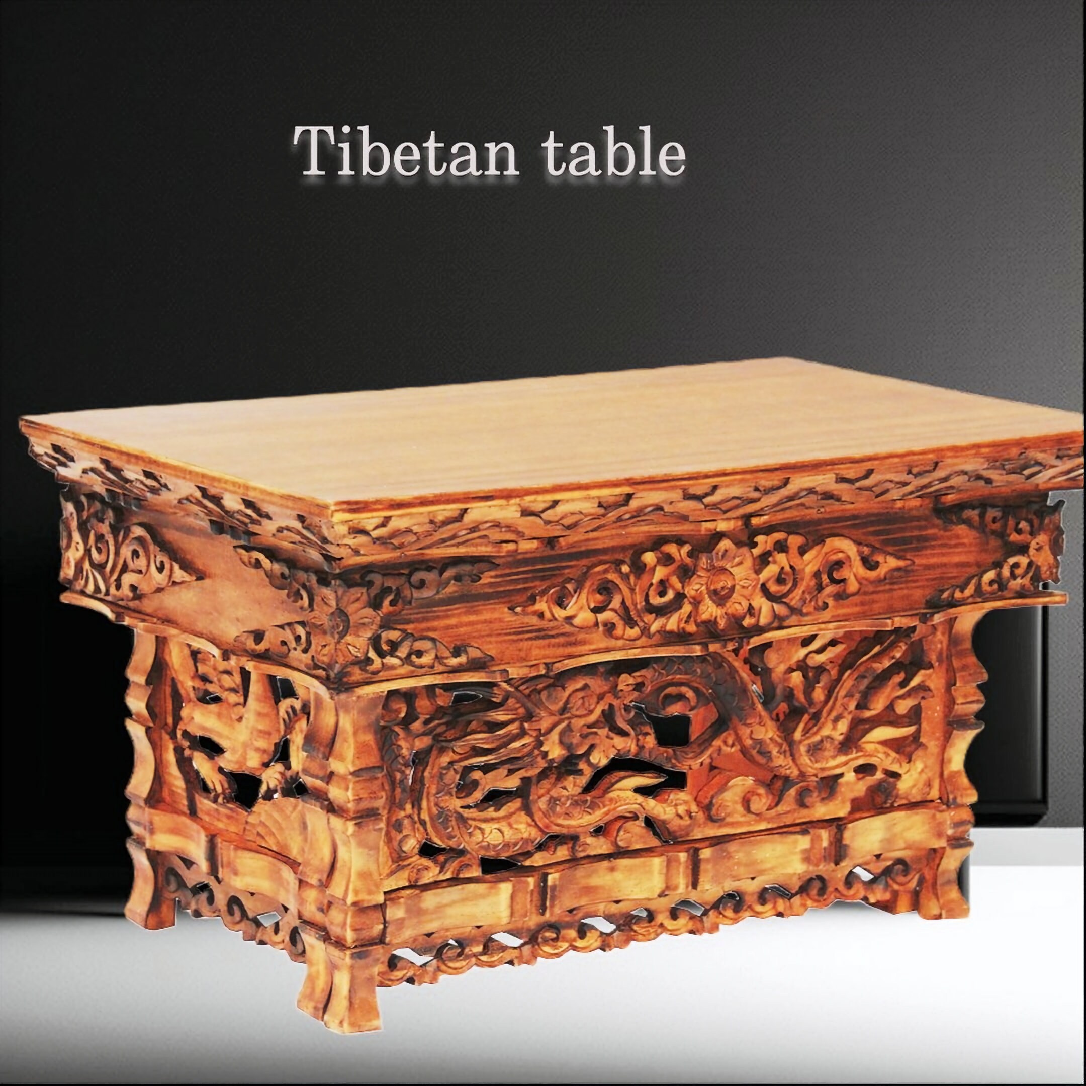 Tibetan Table Solid Wood Hand Carved Tibetan Buddhist Prayer Shrine ...