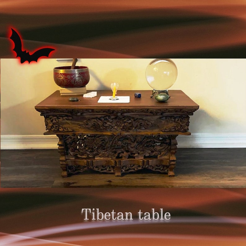 Tibetan Table Solid Wood Hand Carved Tibetan Buddhist Prayer Shrine ...