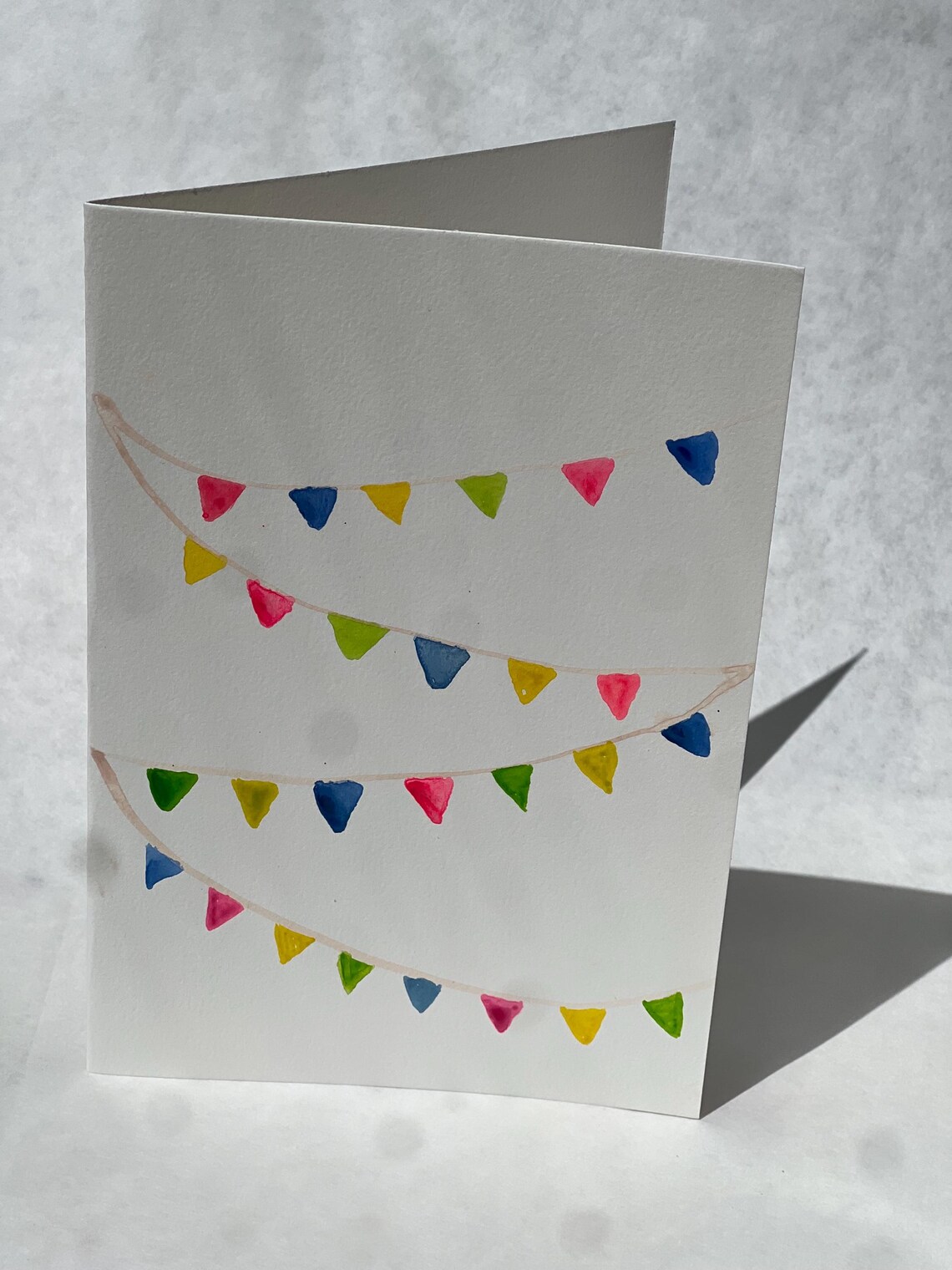 Rainbow Flag Banner Birthday Card - Hand-painted Watercolor - Blank ...