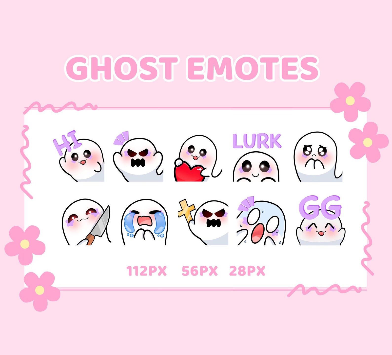 Halloween Cute Ghost Twitch Emotes (twitch/discord/youtube) - Streaming ...