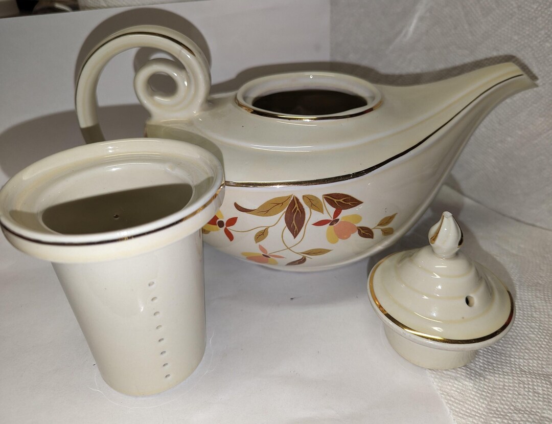 Hall's Jewel Tea Aladdin Teapot With Infuser Retro Kitchen Decor 7 High ...