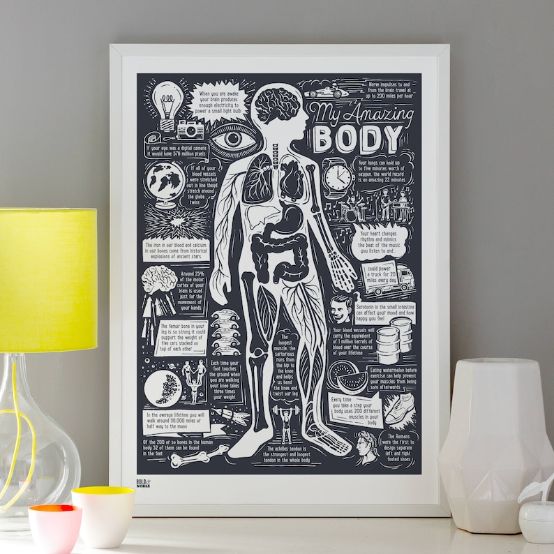 My Amazing Body Art Print Human Body Facts Print People Wall - Etsy
