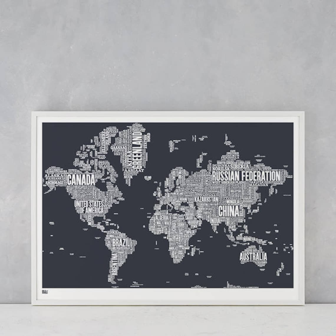 World Type Map World Word Map World Font Map World Artwork - Etsy