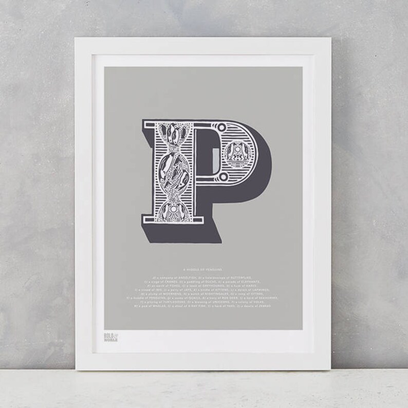 Illustrated Letter P Letter P Illustrated Alphabet Wall Art - Etsy