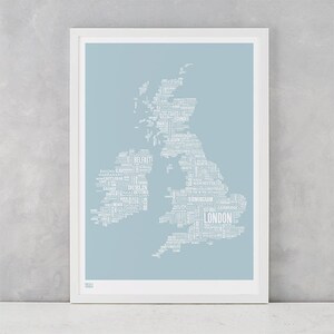UK Map Print, UK Type Map Screen Print, British Isles Font Map, British ...