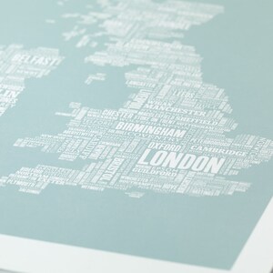 UK Map Print, UK Type Map Screen Print, British Isles Font Map, British ...