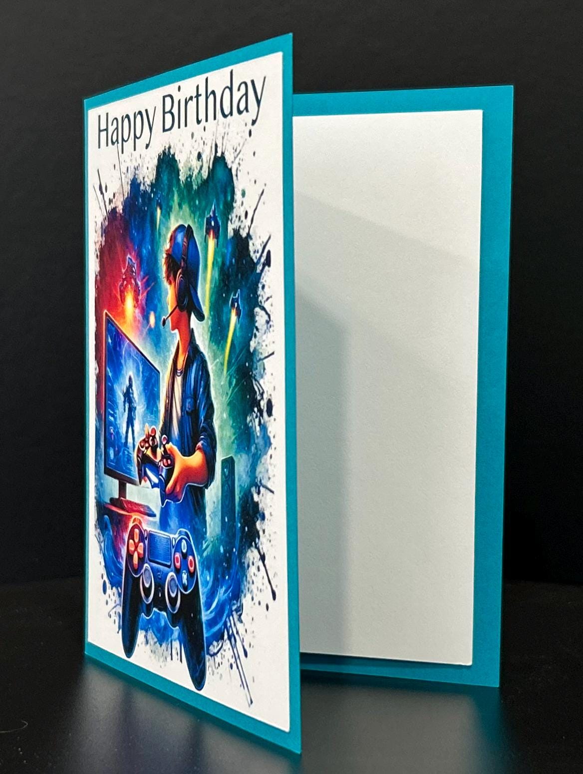 Birthday Card, Greeting Card, Handmade, Computer, Boy, Gamer - Etsy