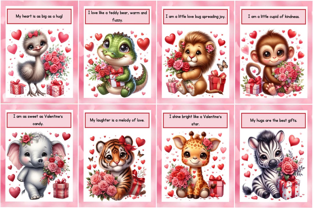 Valentine's Day Affirmation Cards Bundle, Children, Kids, 8 Pac ...