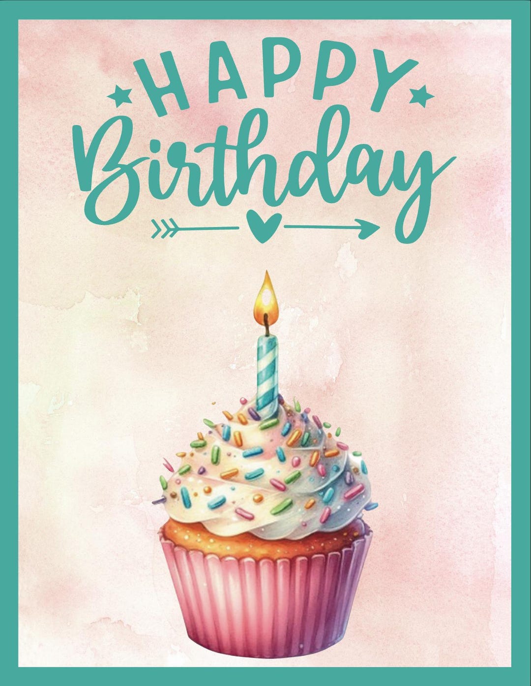 Birthday Card, Greeting Card, Balloons, Cupcake, Candle - Etsy