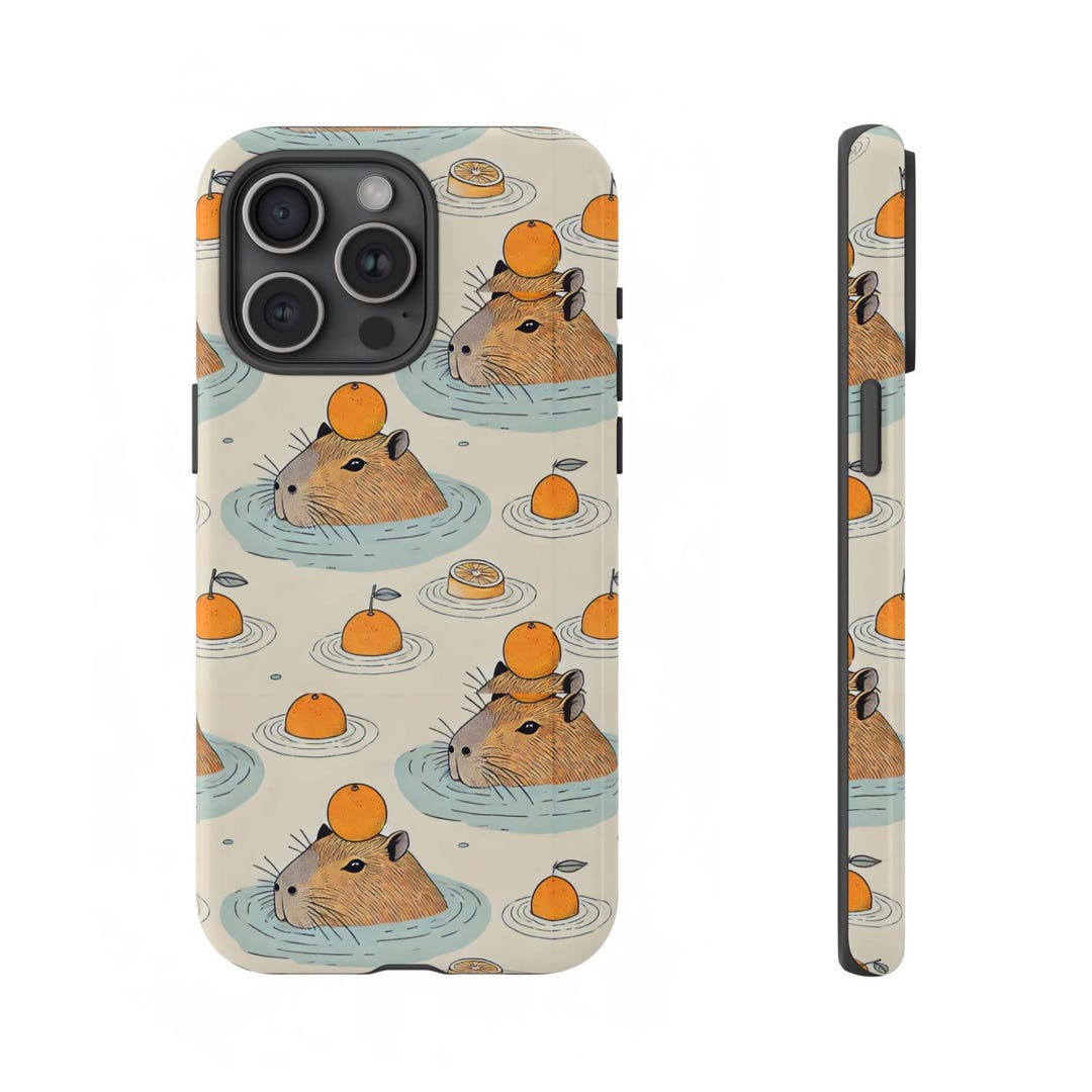 Whimsical Capybara With Oranges Cute Capybara Phone Case Playful Animal ...