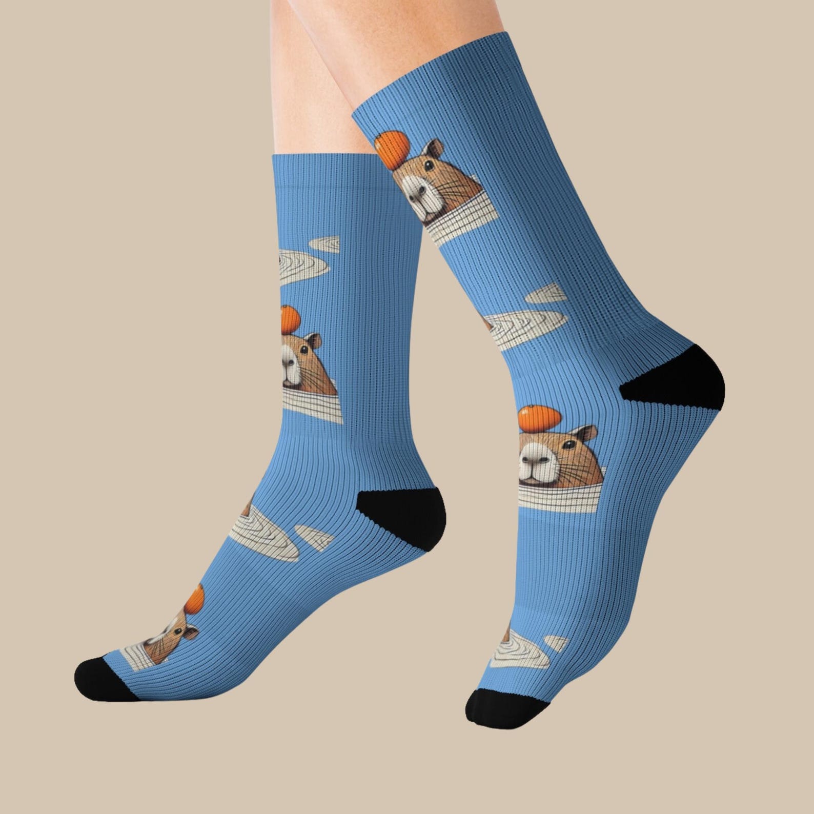 Adorable Capybara Pattern Socks Cute Animal Lovers Gift Fun & Cozy Crew ...