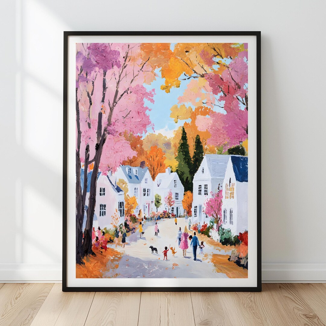 Fall Cityscape Art Print: Cozy Autumn Home Decor (digital Download) - Etsy