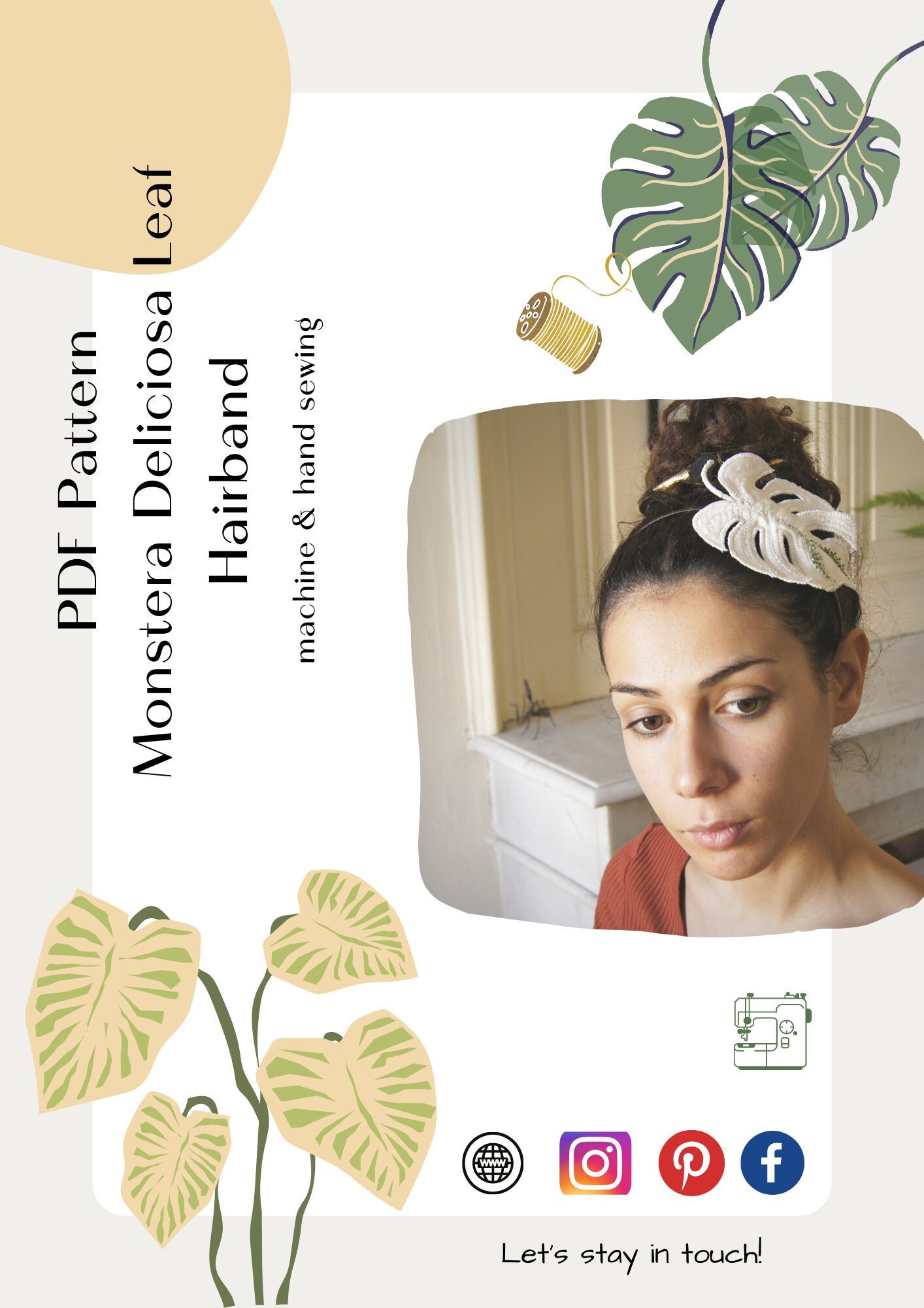 PDF Pattern + Video Tutorial Monstera Leaf Headband Fascinator Step by ...