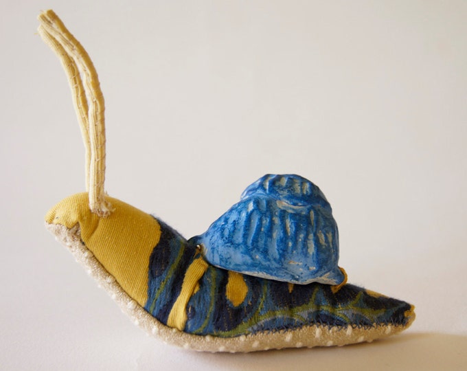 Soft Sculpture Snail With Ceramic Shell Nature Lover Gift - Etsy