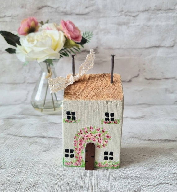Spring Cottage - painted wooden miniature cottage - Easter decoration ...