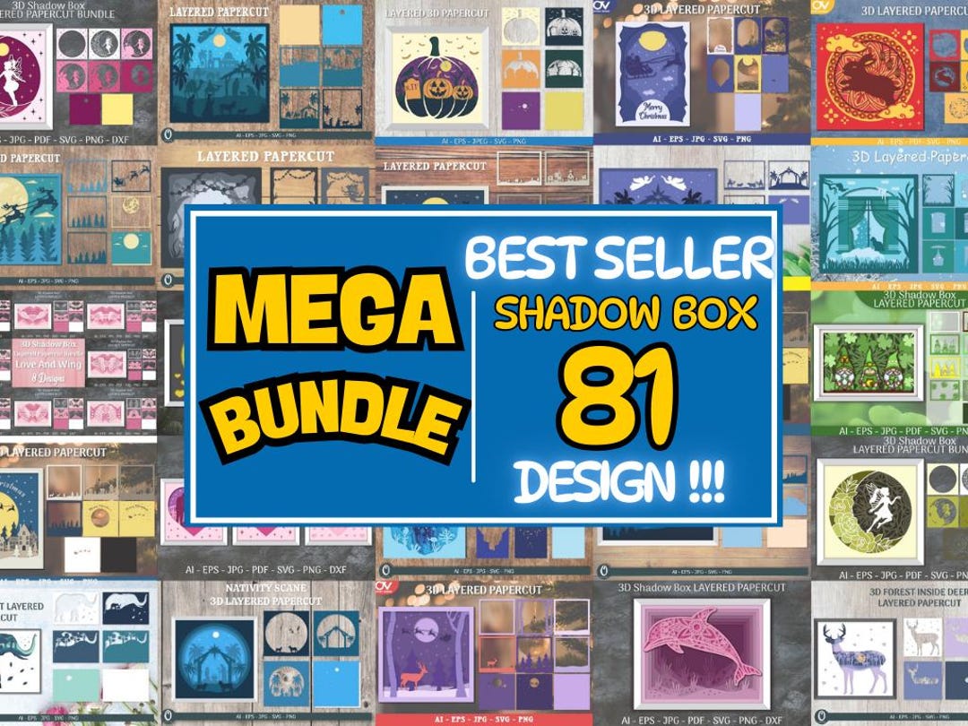 81x HUGE Shadow Box Bundle 3D Best Seller Cutting File, DIY Light Box ...