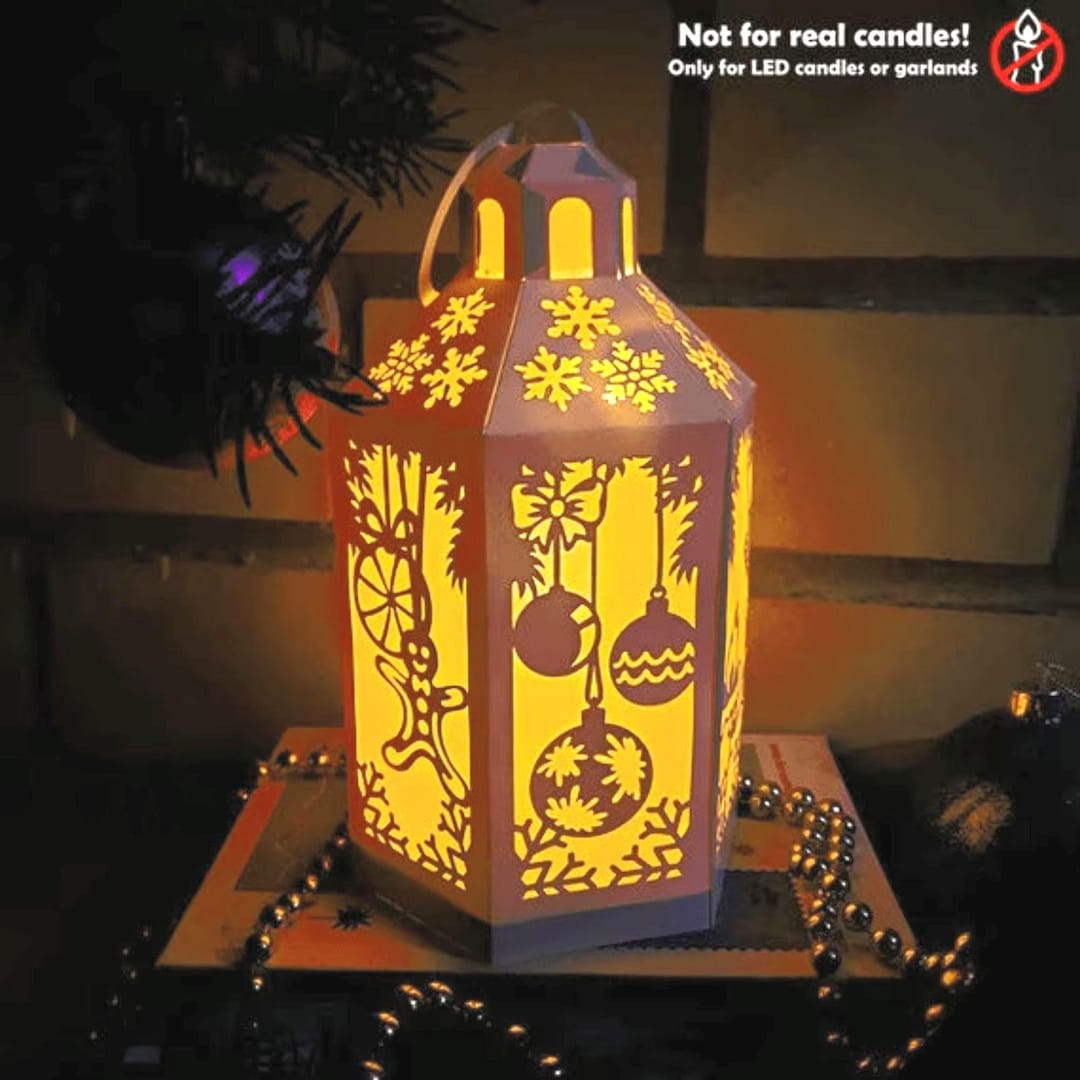 3D Christmas Paper Lantern Template Cut File, Decoration Night Light ...