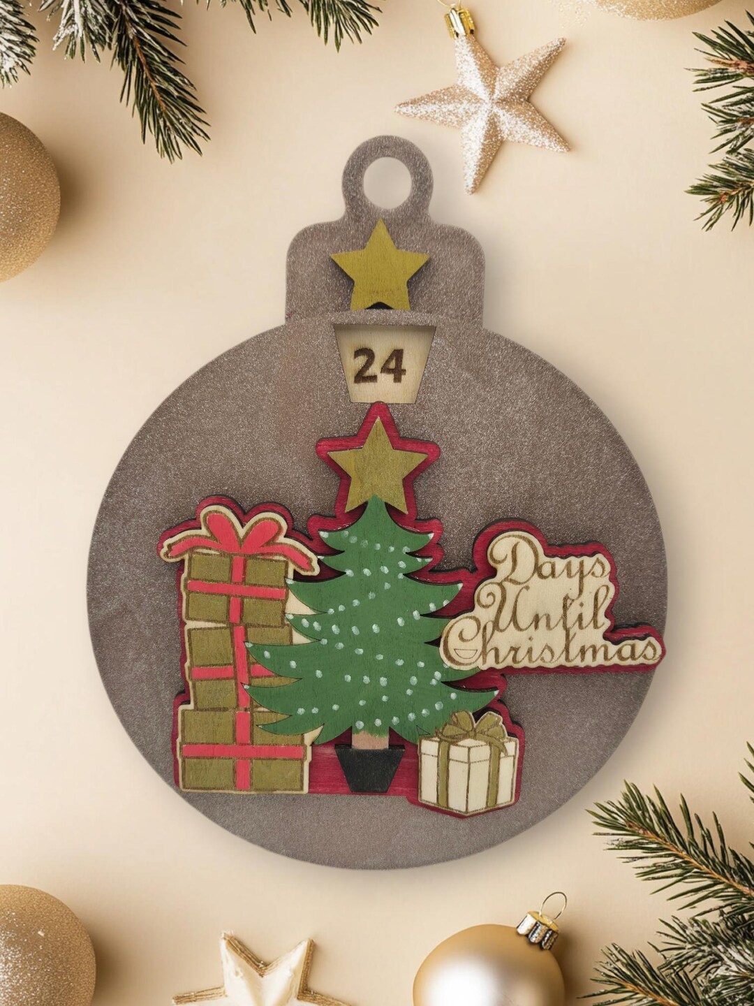 Christmas Countdown Bauble Sign - Etsy