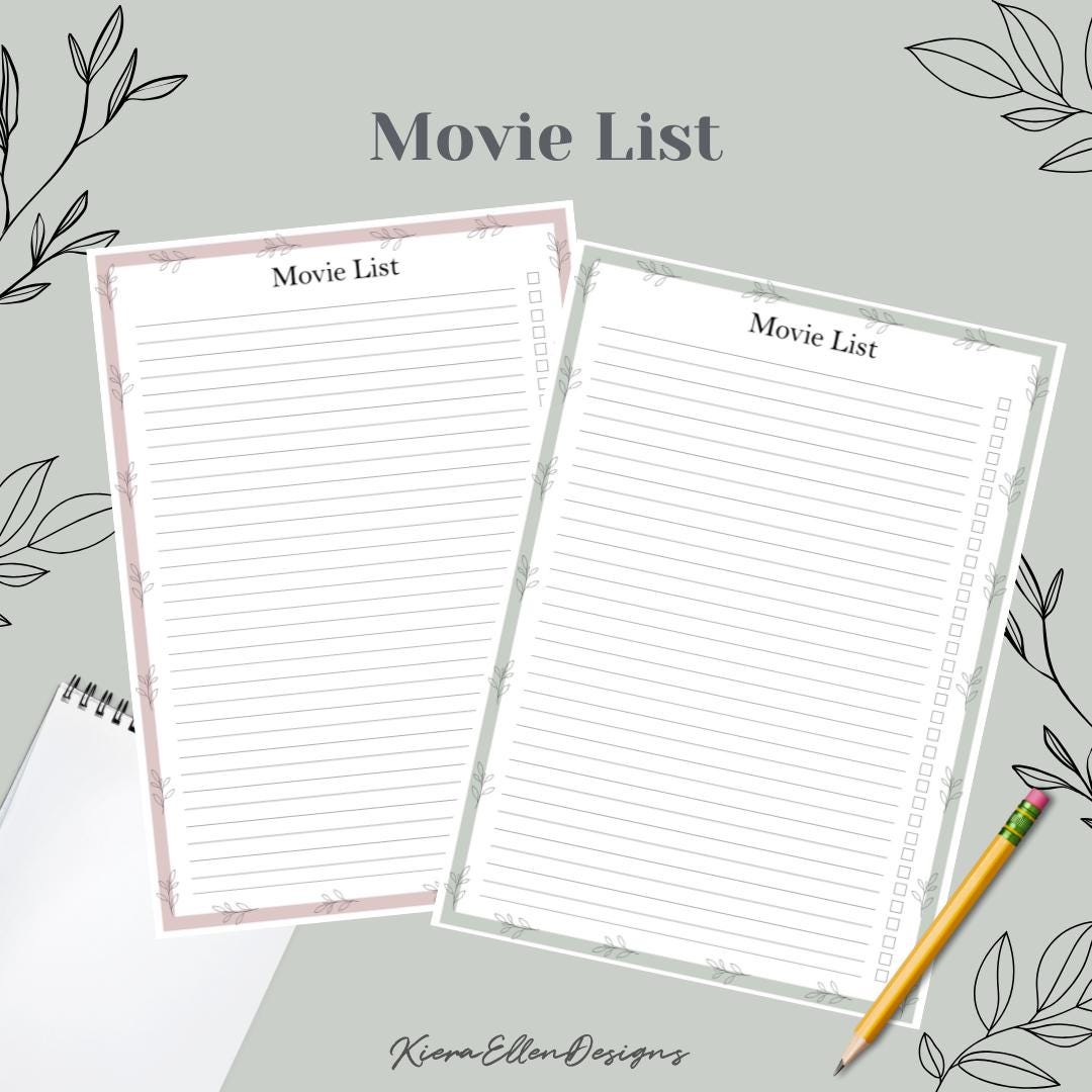 Movie List Printable | Organise With Nature-inspired Designs | Simple ...