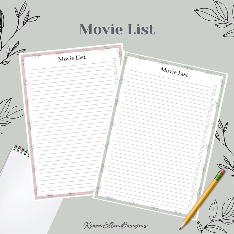 Movie List Printable | Organise With Nature-inspired Designs | Simple ...