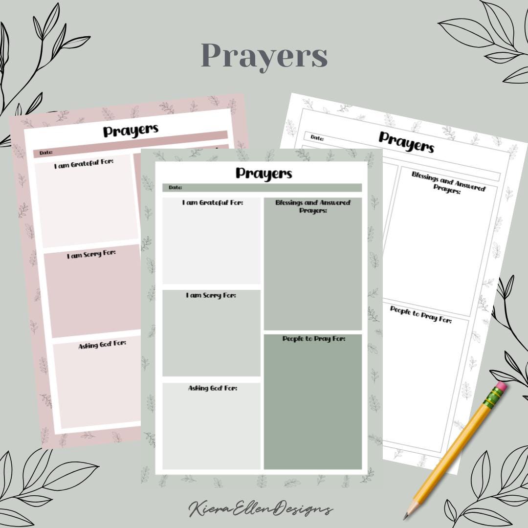 Botanical Prayer Journal Printable | Digital Prayer Template | Faith ...