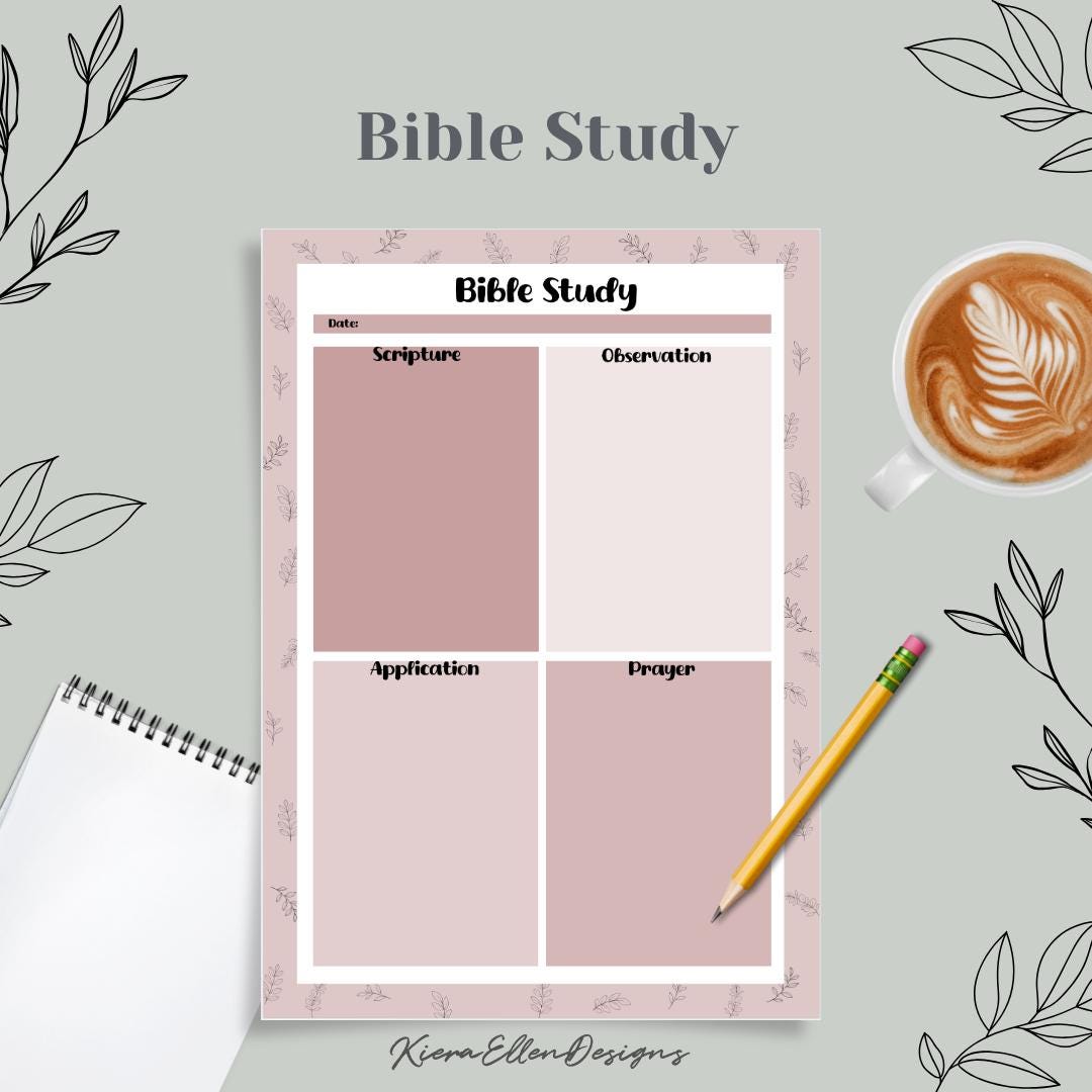 Botanical Pink Bible Study Printable | Digital Bible Template | Faith ...