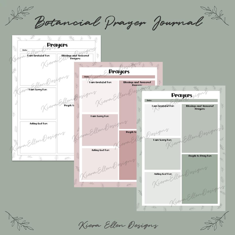 Botanical Prayer Journal Printable | Digital Prayer Template | Faith ...
