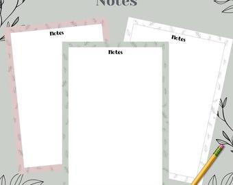 Botanical Notes Lined Printable | Nature Inspired Digital Download ...