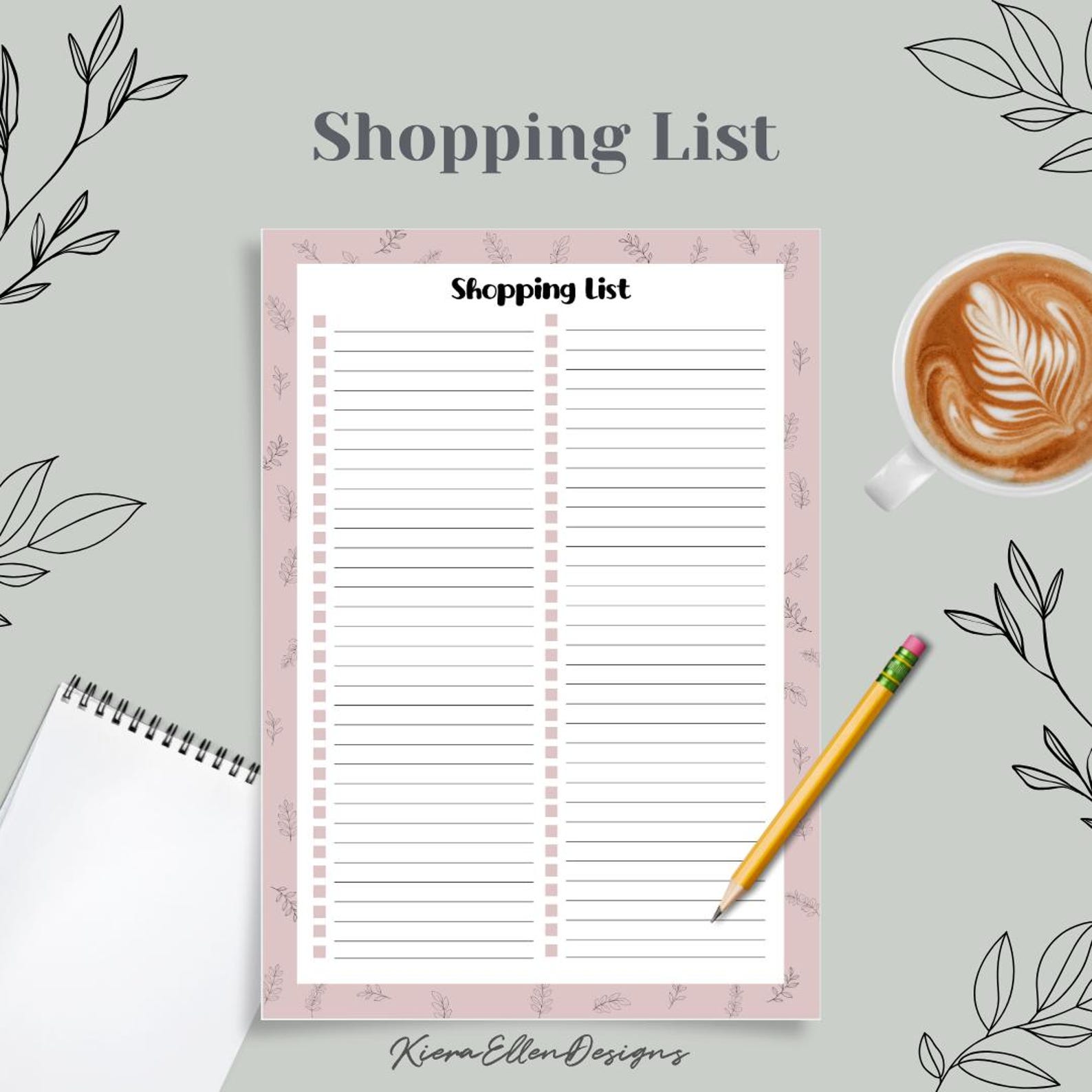 Pink Shopping List Printable | Organise Your Life With Nature-inspired ...