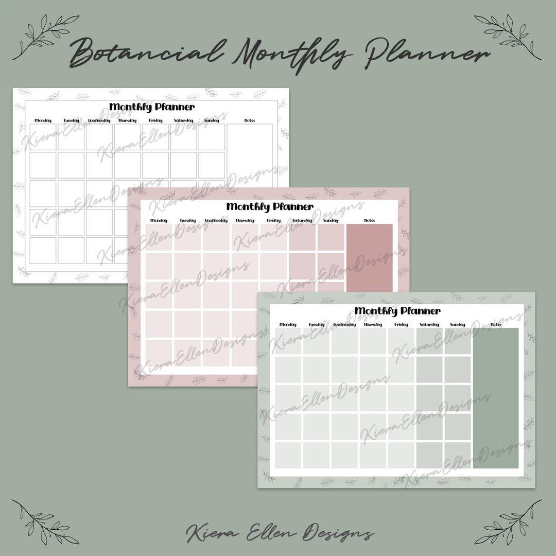 Botanical Monthly Planner Printable Organise Your Month With Nature ...