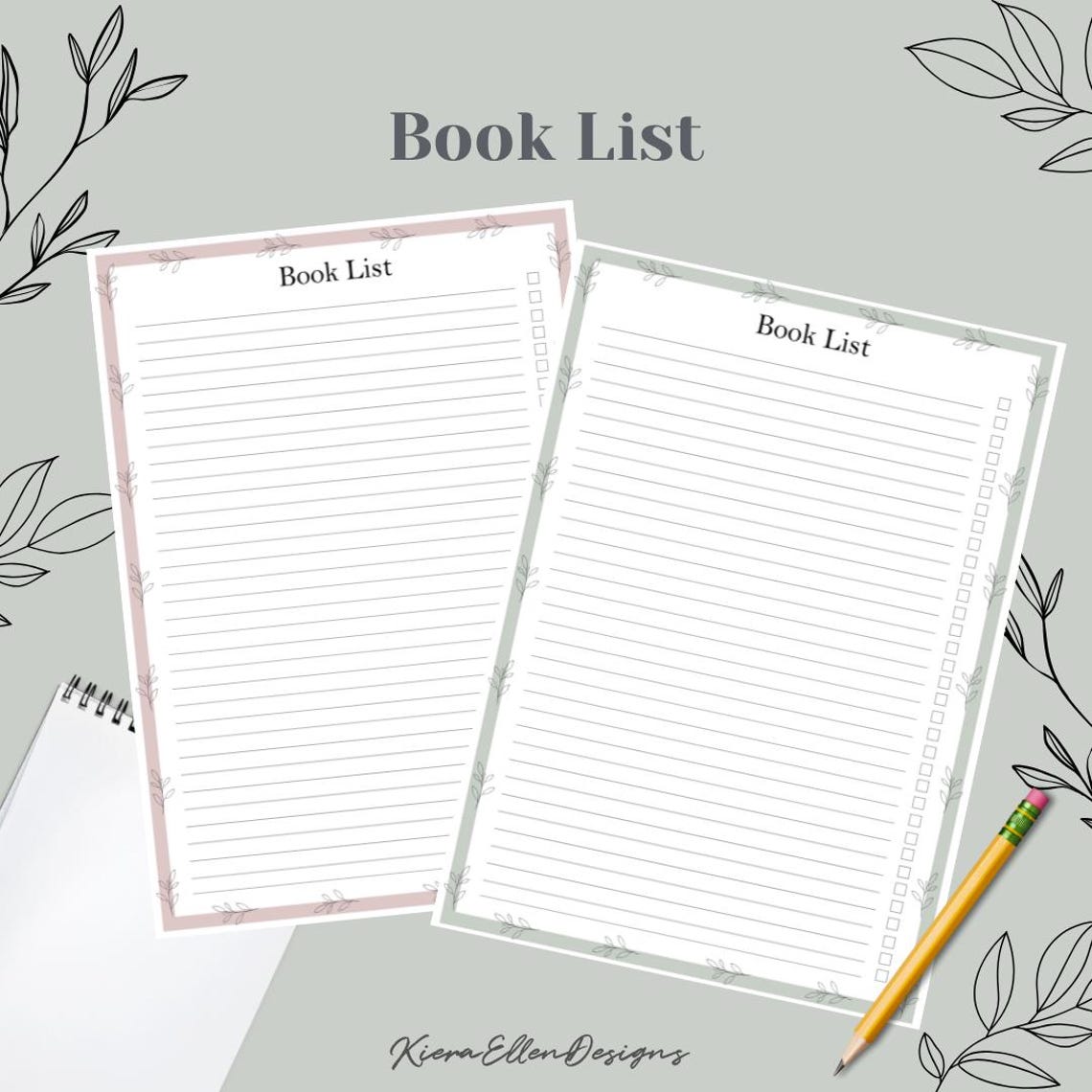Book List Printable | Organise With Nature-inspired Designs | Simple ...
