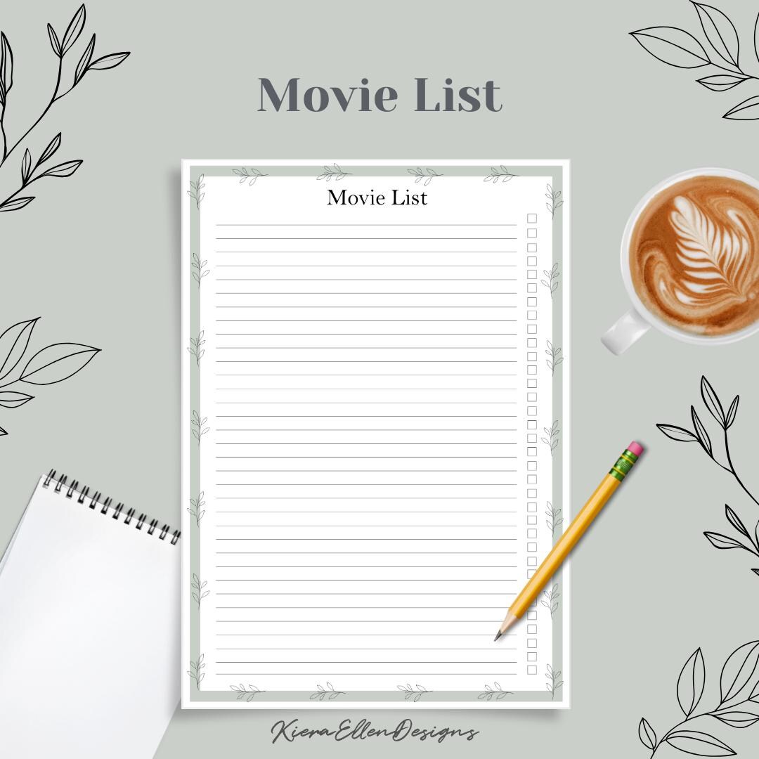 Movie List Printable Green | Organise With Nature-inspired Designs ...