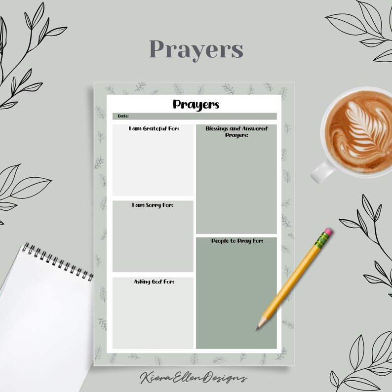 Botanical Green Prayer Journal Printable | Digital Prayer Template ...