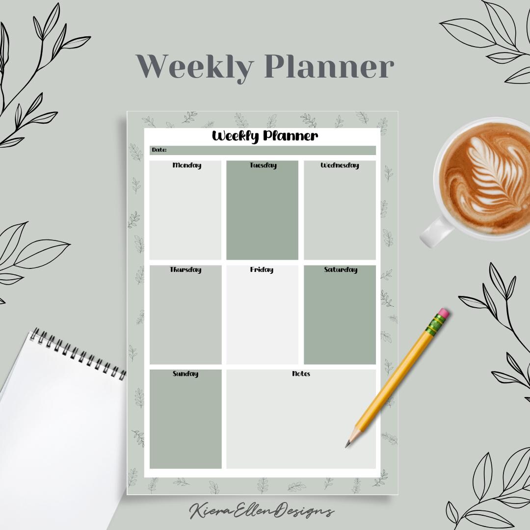 Botanical Weekly Planner Green Printable | Organise Your Week With ...