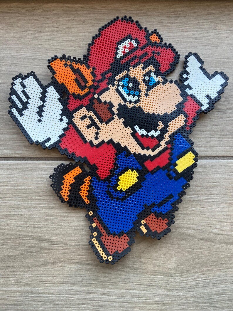 Retro Mario Perler Bead Set 7pcs Handmade Pixel Art With Mario, Goomba ...