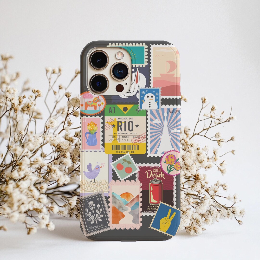 Vintage Kawaii Stamp iPhone Case Minimalist Stamp Phone Case for iPhone ...