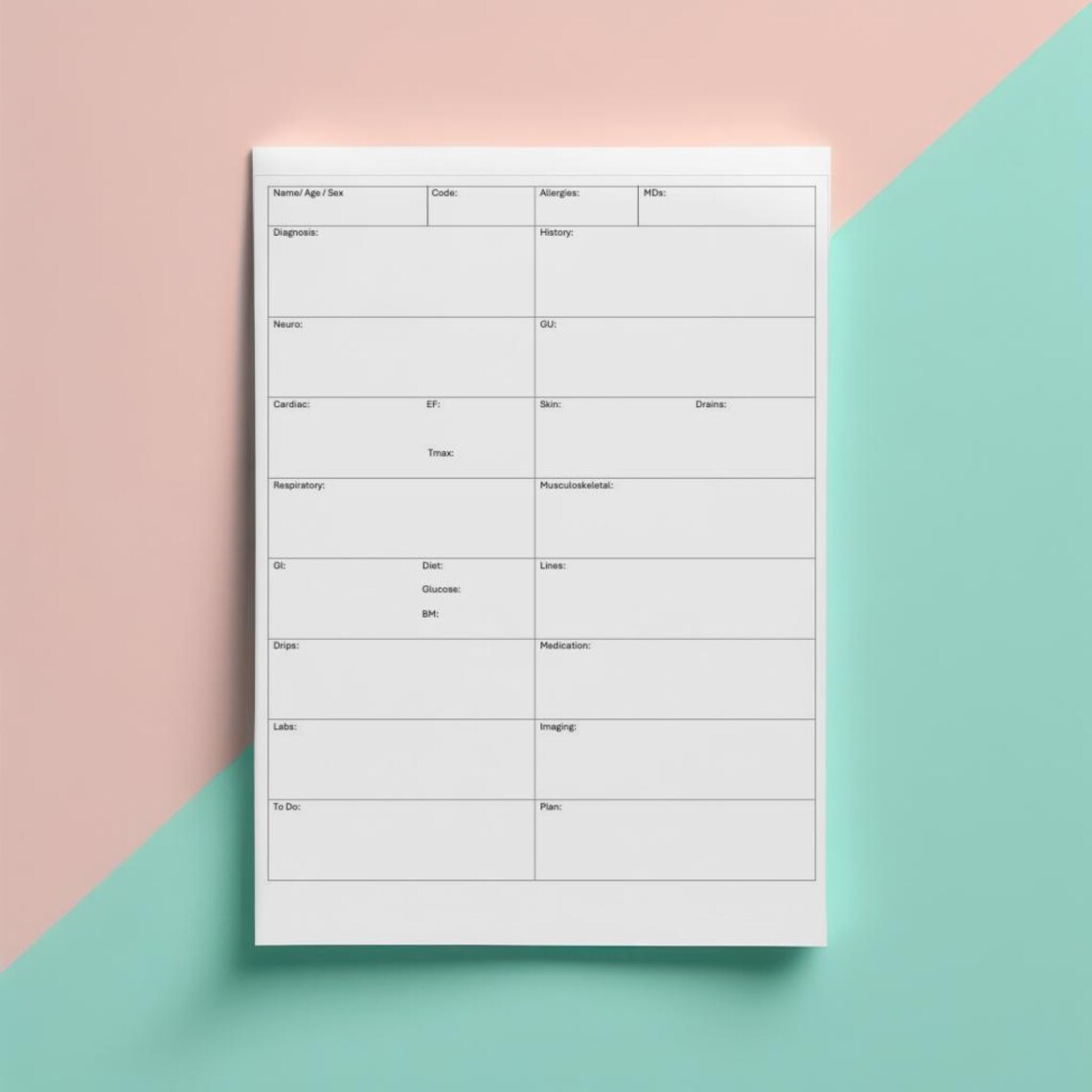 Nursing Report Sheet, Nursing Shift Handoff, Nursing Report Sheet, RN ...