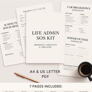 Life Admin SOS Kit | Emergency Checklist PDF | Meal Planner | Password ...