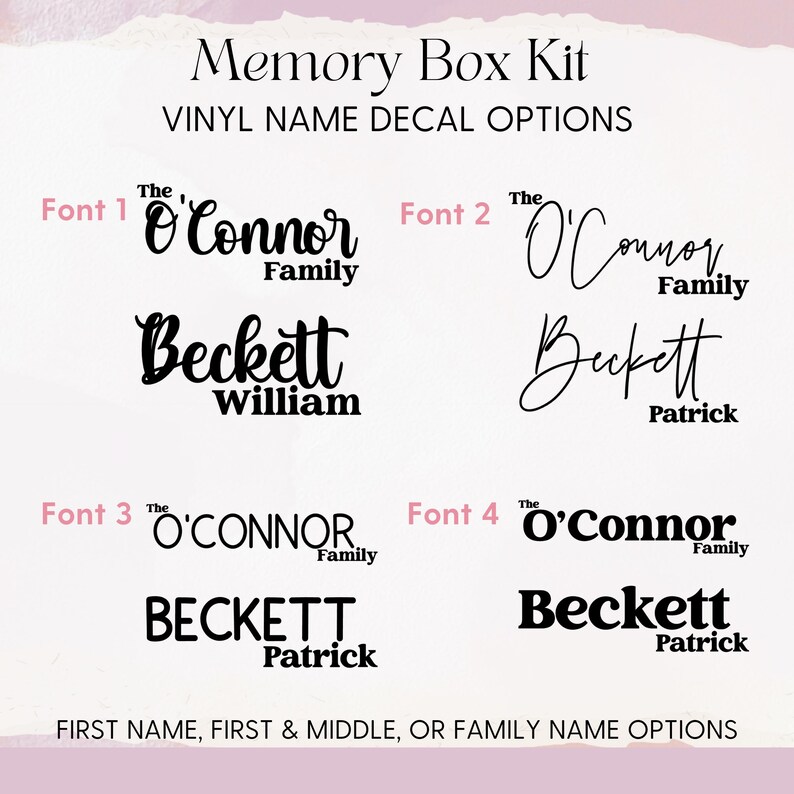 Memory Box Kit | Custom Vinyl Name Decal, File Folder Tabs ...
