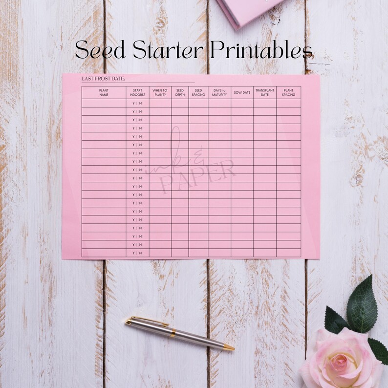 Printable Seed Starting Planner | Gardening Log Book PDF | Indoor ...