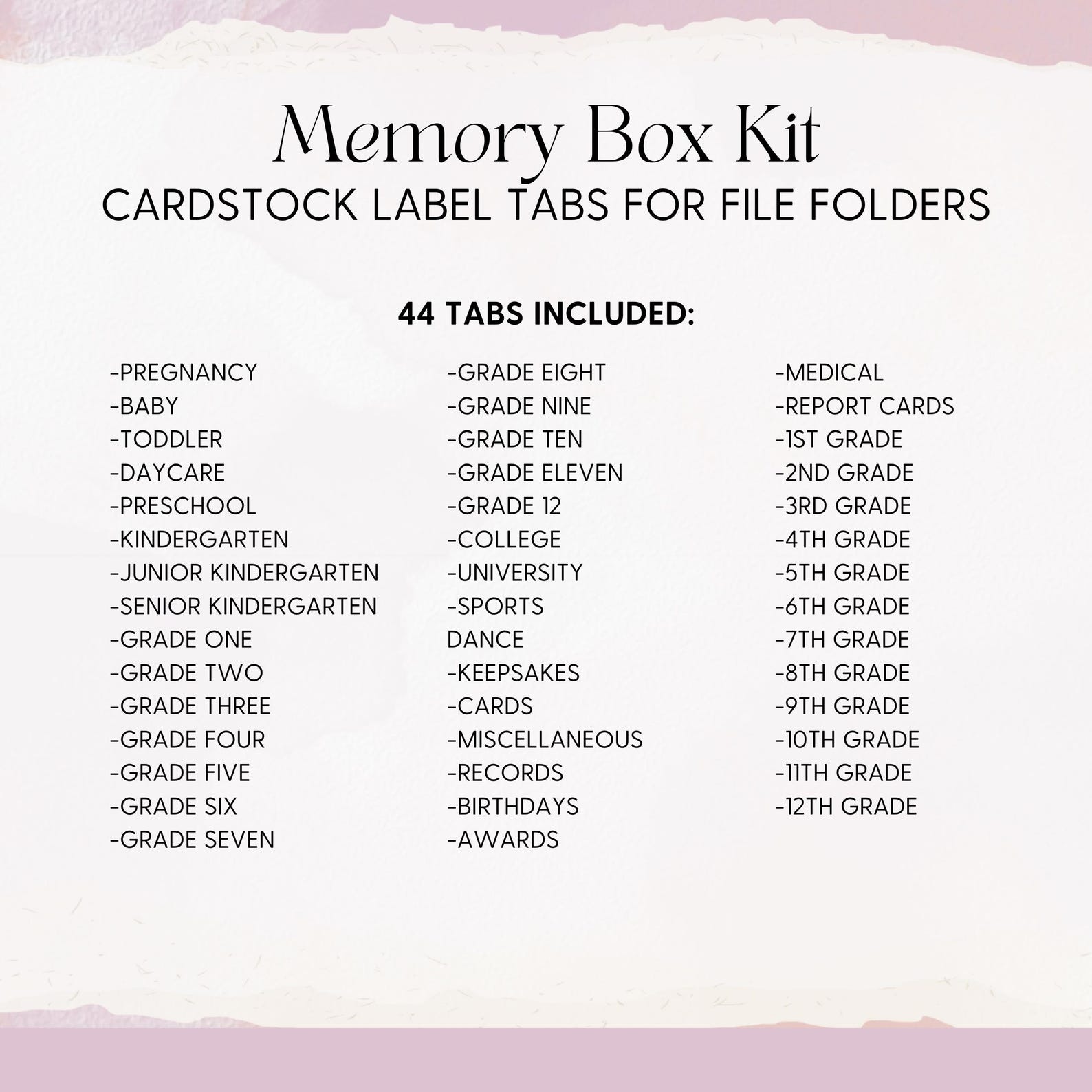 Memory Box Kit | Custom Vinyl Name Decal, File Folder Tabs ...