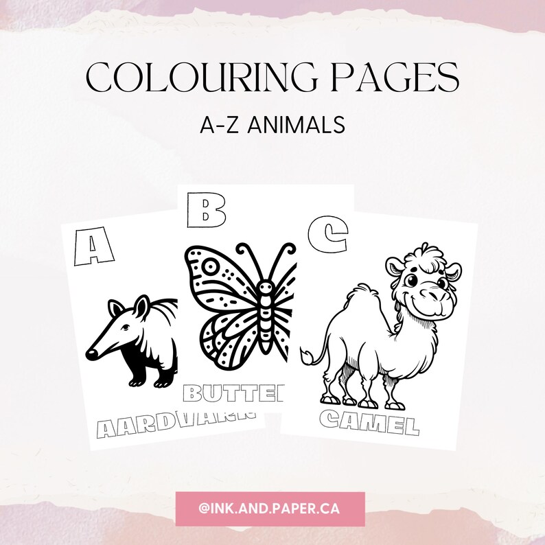 Printable A-Z Animal Colouring Pages for Kids and Adults 26 Sheets for ...
