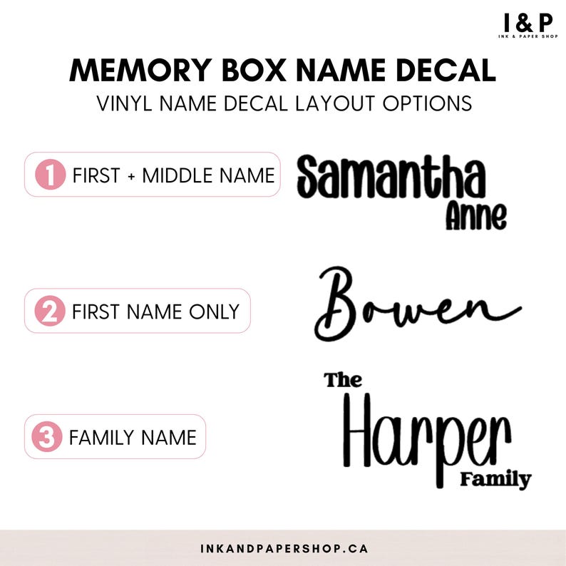 Memory Box Kit | Custom Vinyl Name Decal, File Folder Tabs ...