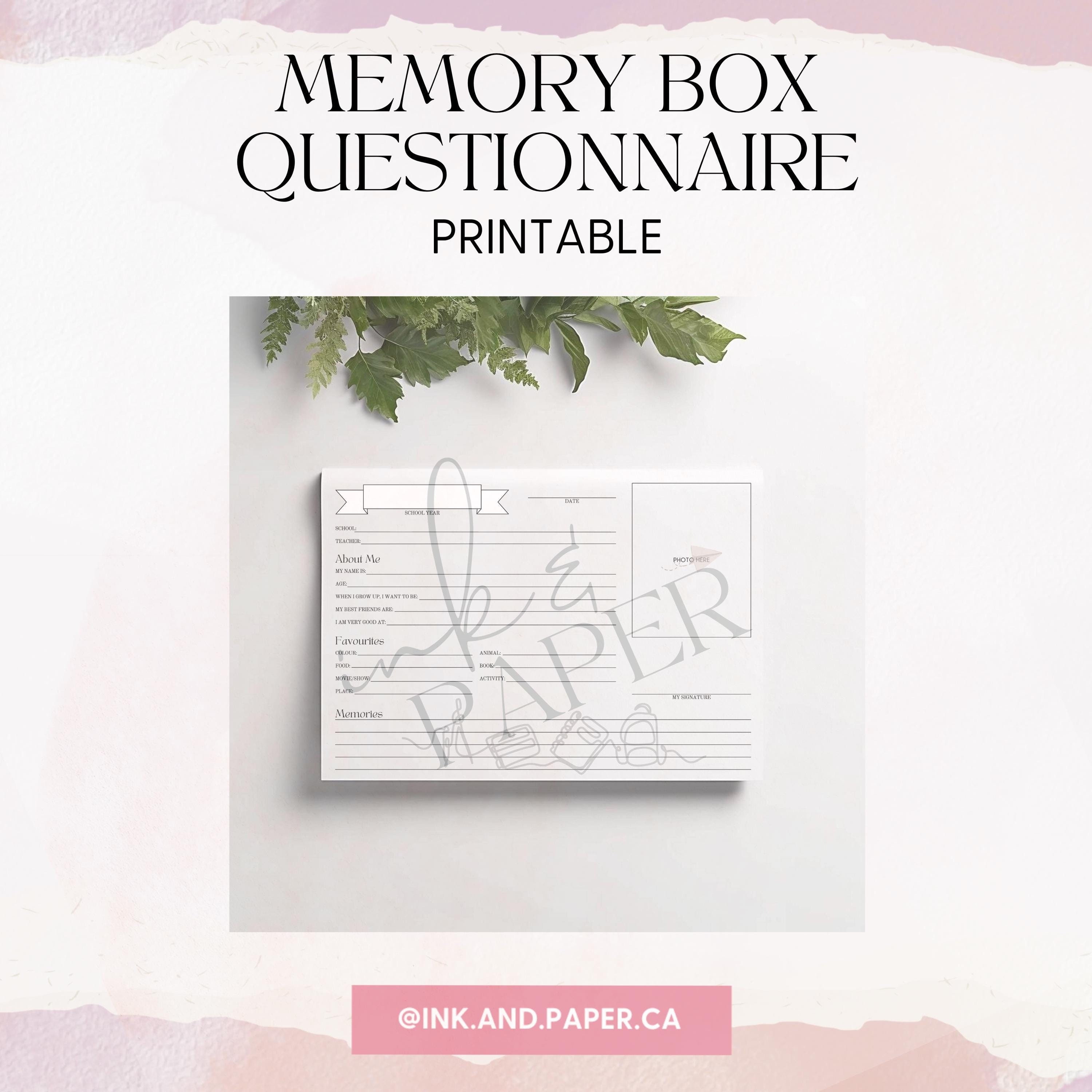 Editable Memory Box Questionnaire – First Day of School Interview for ...