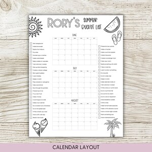 Personalized Summer Bucket List for Kids: Activity Checklist (digital ...