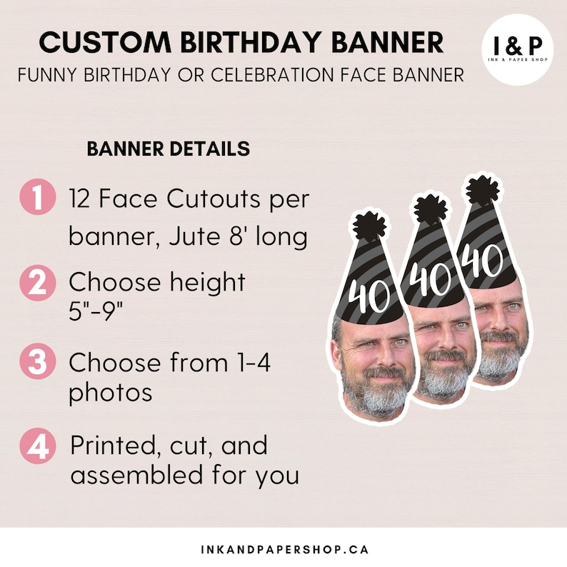 Custom Face Photo Banner With Party Hats | Personalized Funny Birthday ...