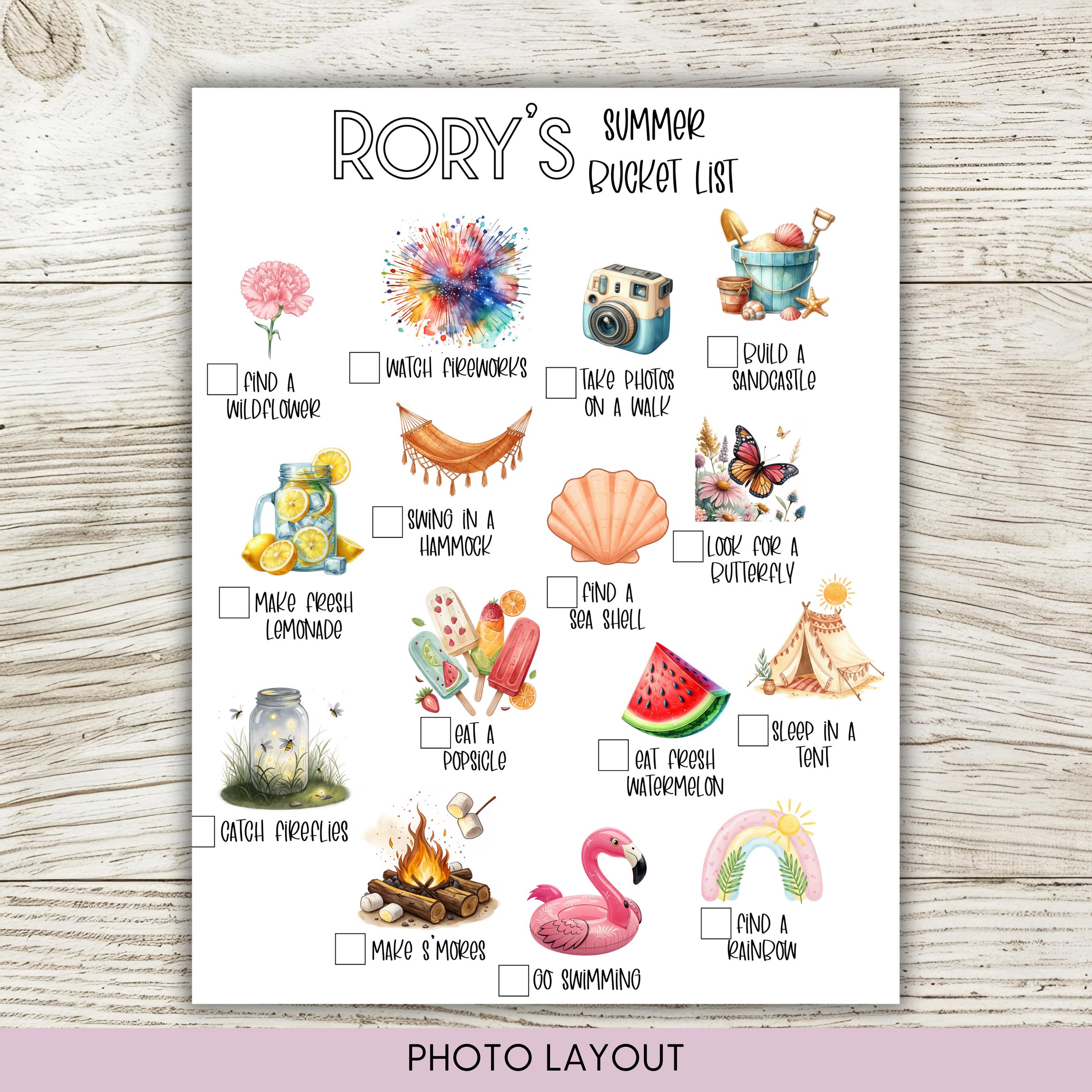 Personalized Summer Bucket List for Kids: Activity Checklist (digital ...